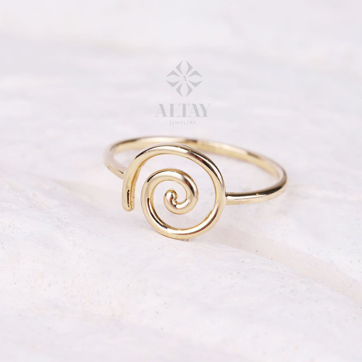 14K Gold Celtic Swirl Ring, Gold Candy Spiral Ring