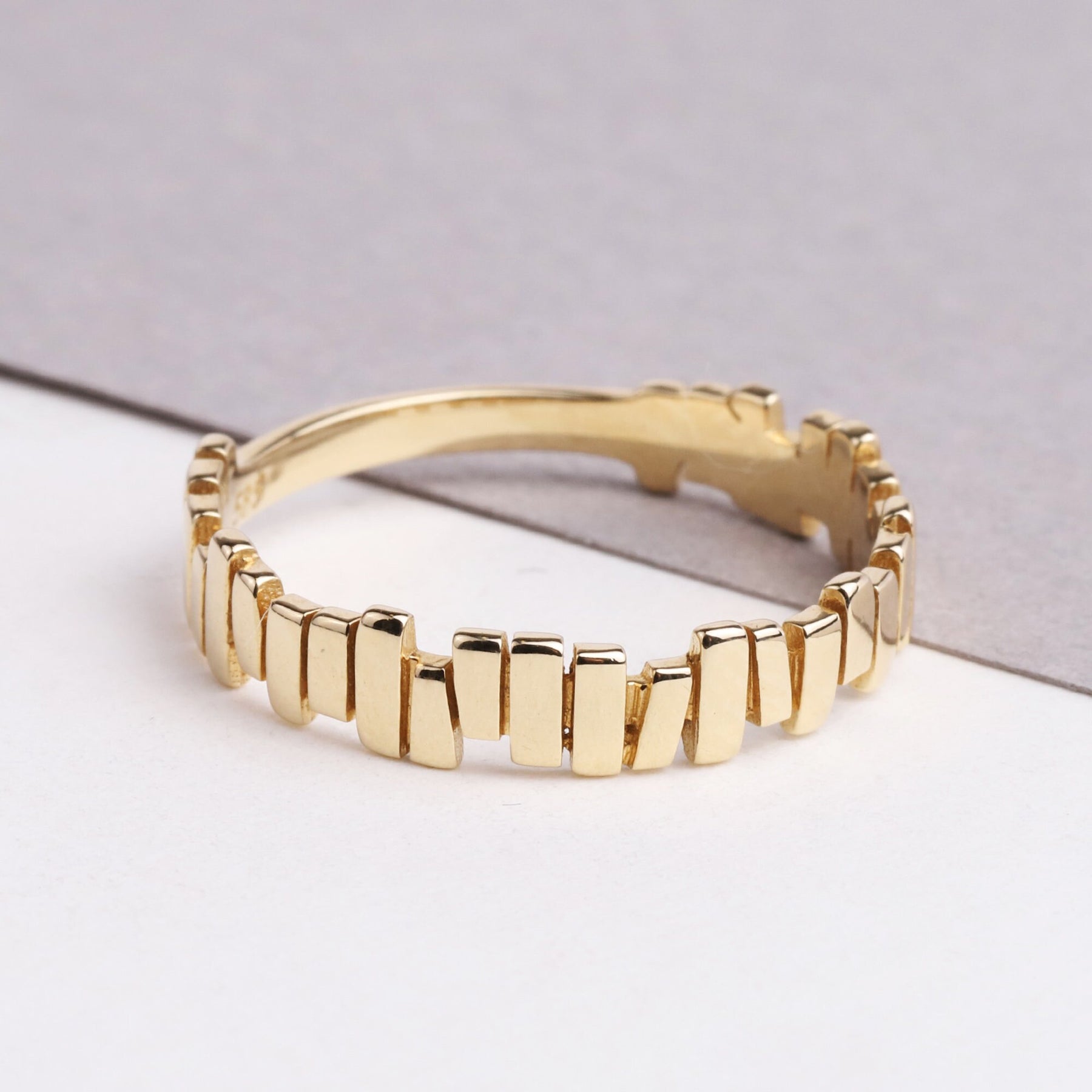 14K Solid Gold ZigZag Ring, Statement Ring
