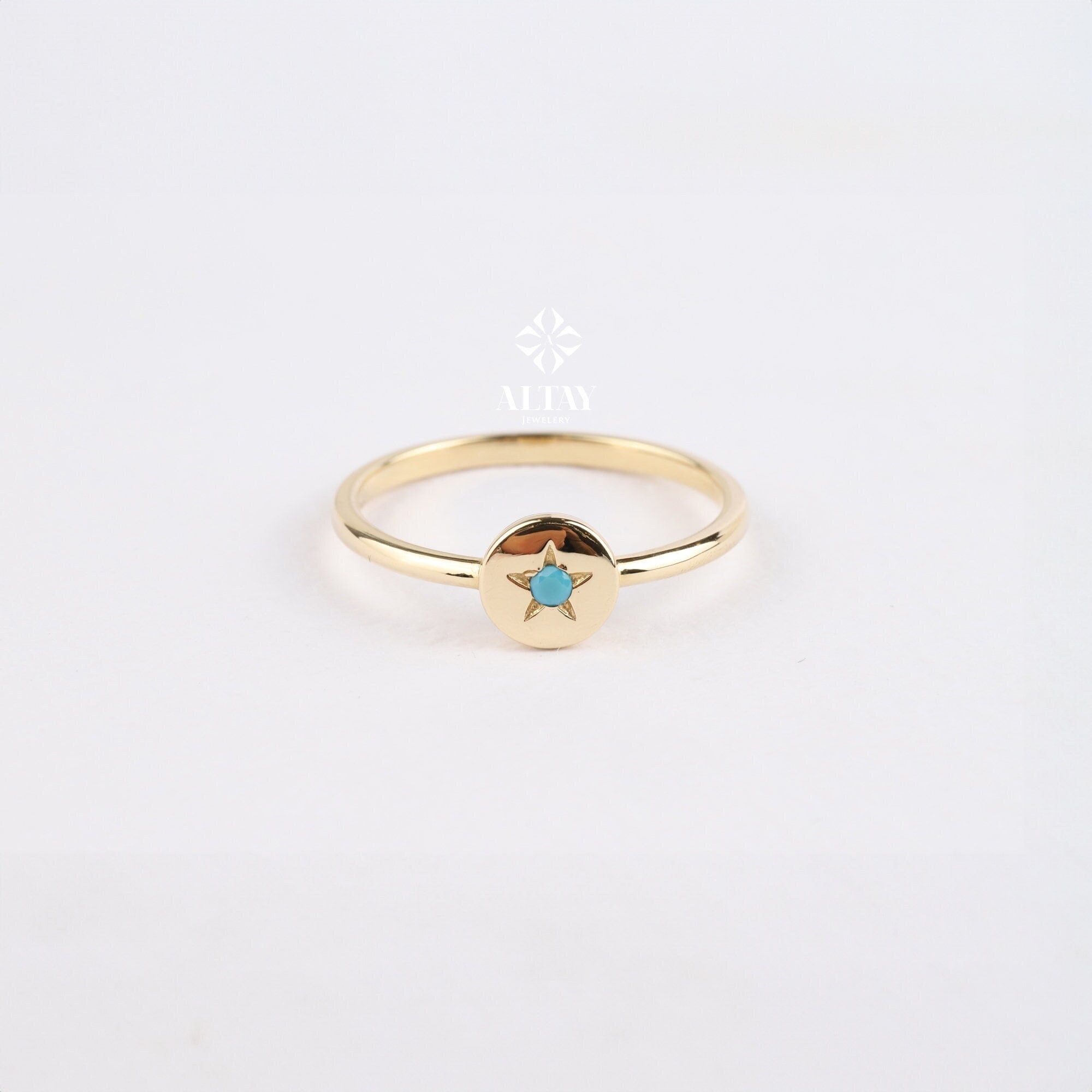 14K Gold Star Ring, Tiny Pinky Star Ring